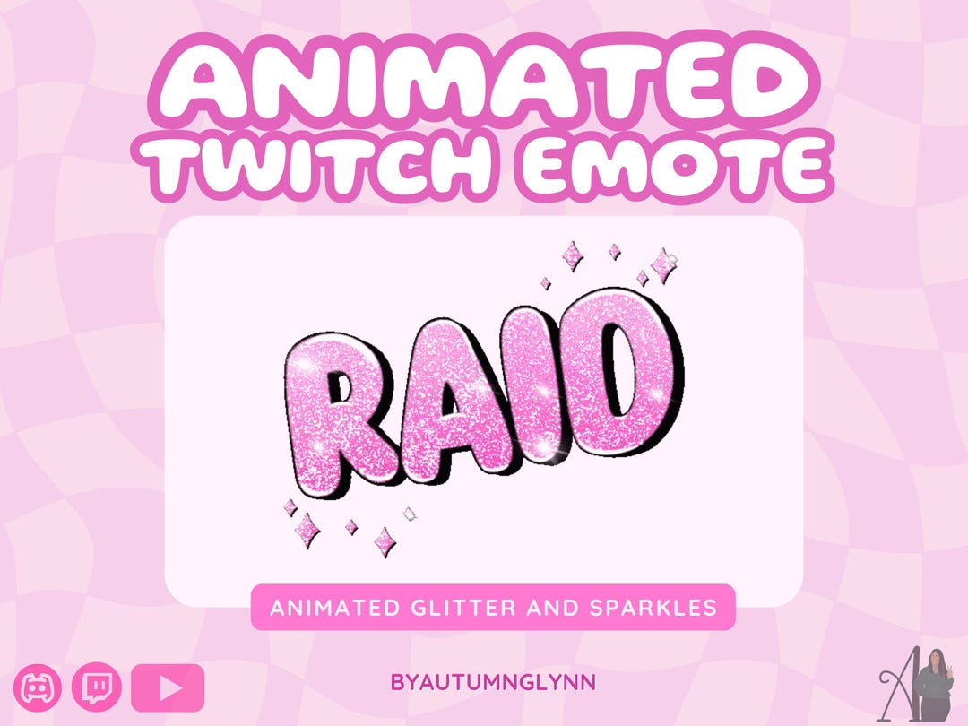 Cute Animated Twitch Emote - Raid Text Emote | Animated Glitter ...
