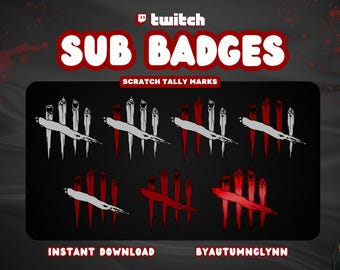 Scratch Tally Marks Twitch Sub Badges - DBD / Dead by Daylight Inspired ...