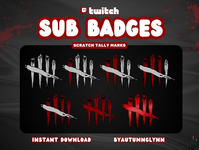 Scratch Tally Marks Twitch Sub Badges - DBD / Dead by Daylight Inspired ...