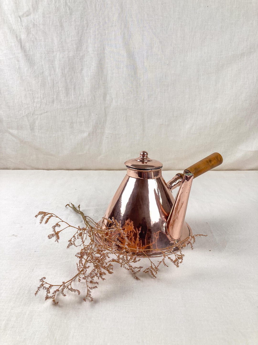 Old French Copper Chocolate Pot Teapot With Handle Made of Burl Wood - Etsy