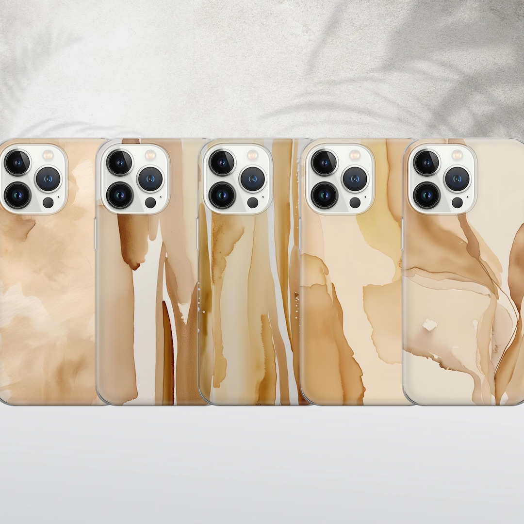 Watercolored Beige Phone Case Aesthetic Warm Color Cover for iPhone 16 ...