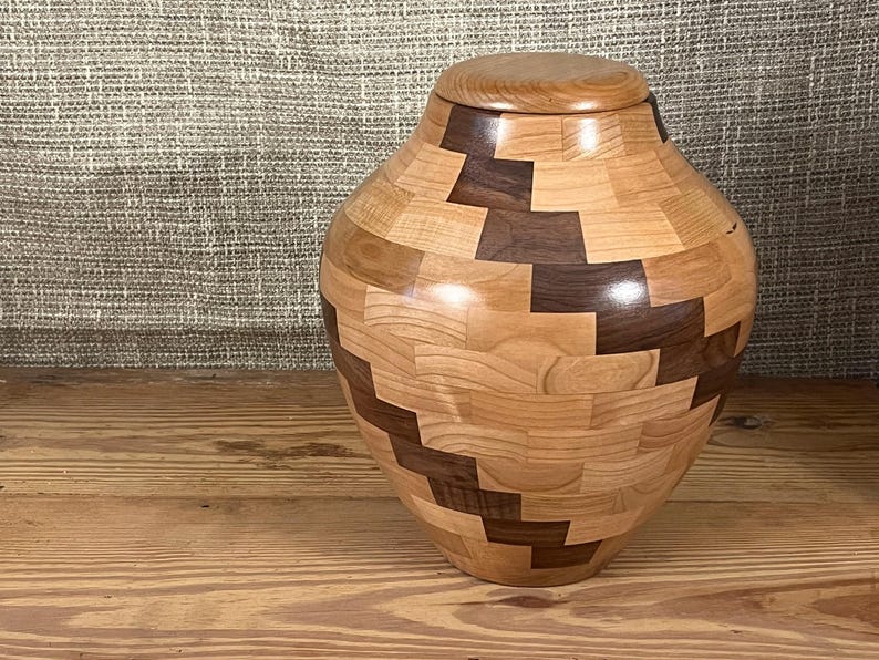 Artisan Crafted Wood Cremation Urn; Full Size Adult, Natural Wood ...