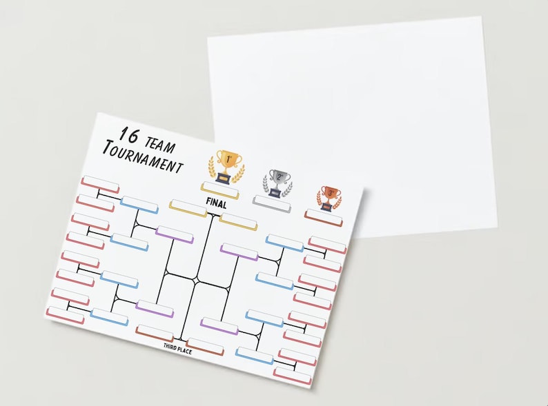 8 / 16 Team Tournament Bracket || Printable PDF - Etsy