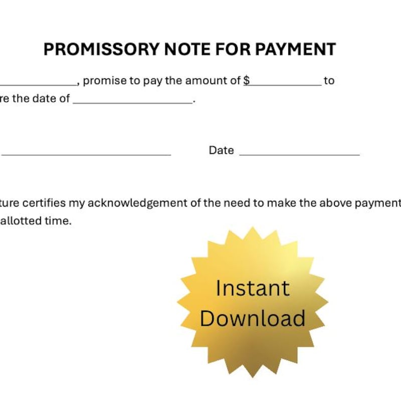 Promissory Note Template - Etsy
