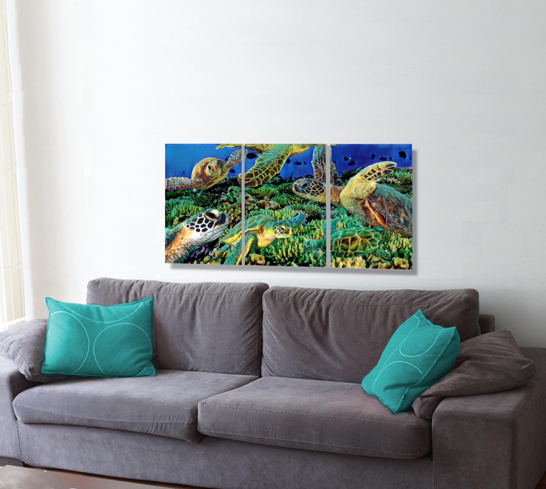 Various Hawaiian Sea Turtles, a Triptych Giclee - Etsy