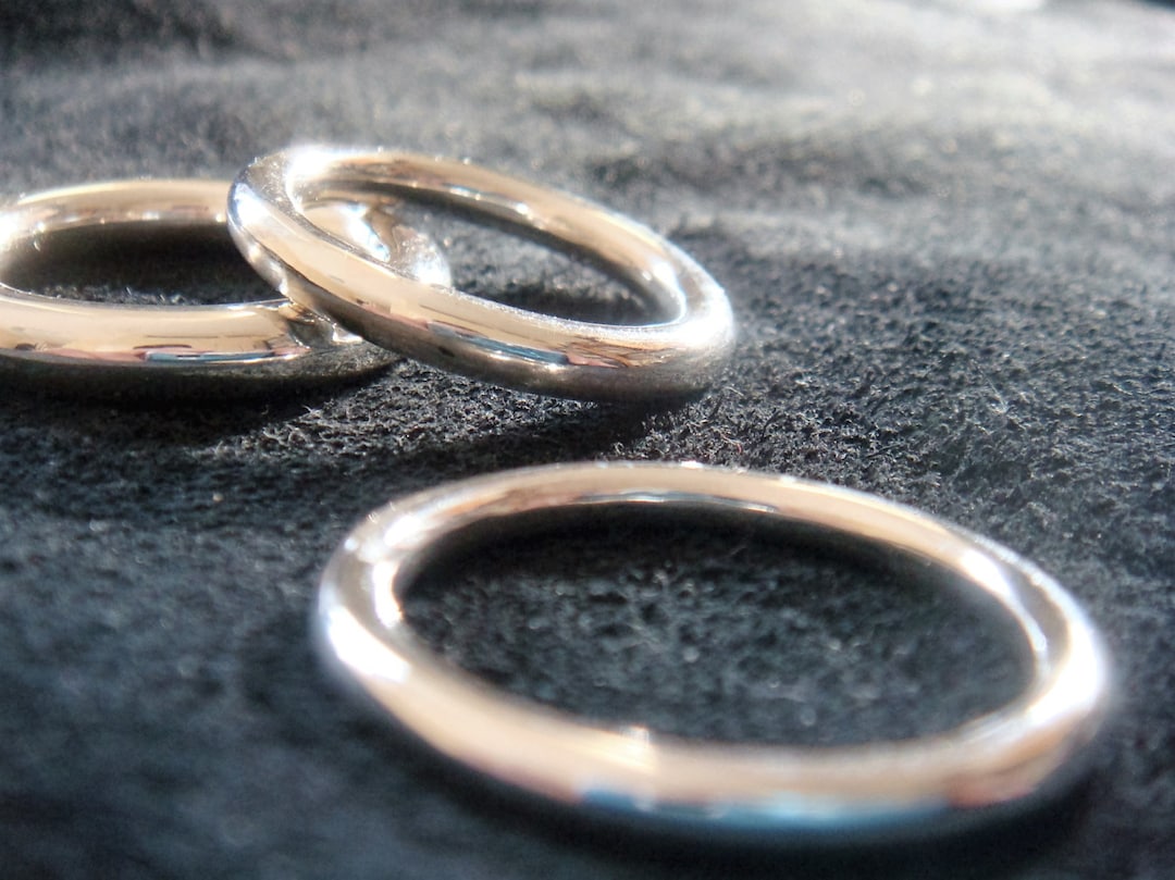 3mm 4mm 5mm Thick Full Round Sterling Silver Ring Band, Simple Wedding ...