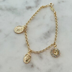 Gold Filled Saint Charm Bracelet, Religious Bracelet, Religious Jewelry ...