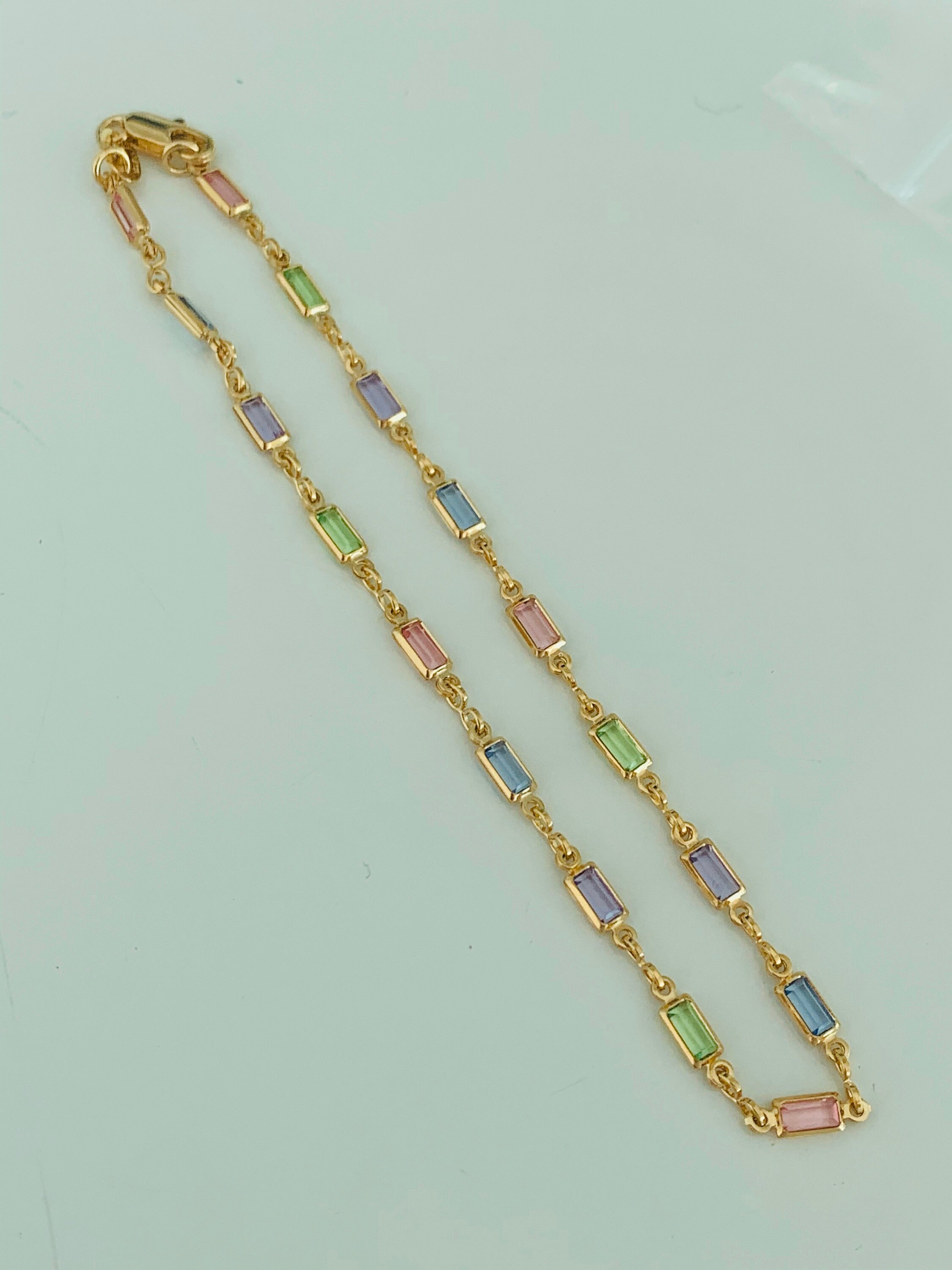 Gold Filled Gemstone Chain Anklet Gold Layering Anklet Gold | Etsy