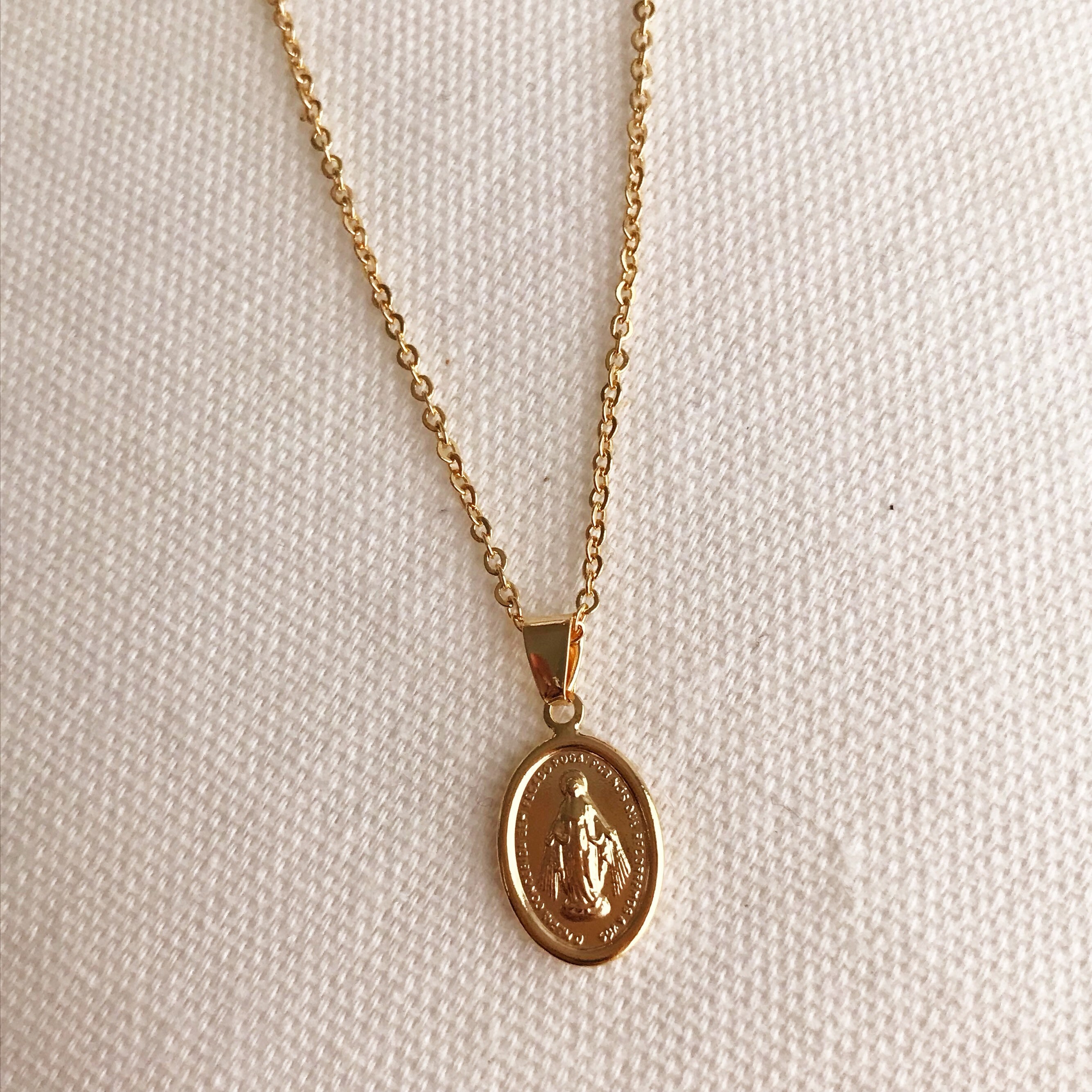 Virgin Mary Necklace Mother Mary Necklace Dainty Gold | Etsy