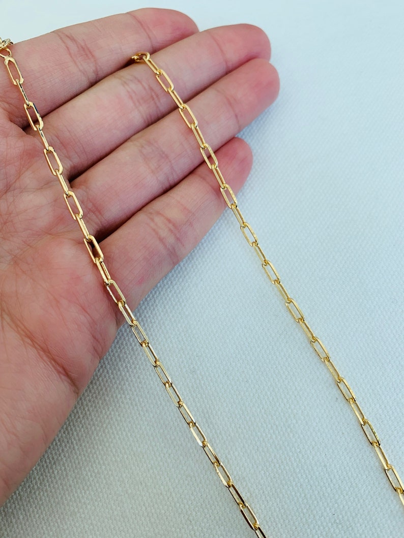 Gold Filled Paperclip Necklace Gold Rectangle Link Chain - Etsy