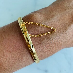 Gold Filled Bangle Bangle With Chain Link Gold Dainty | Etsy