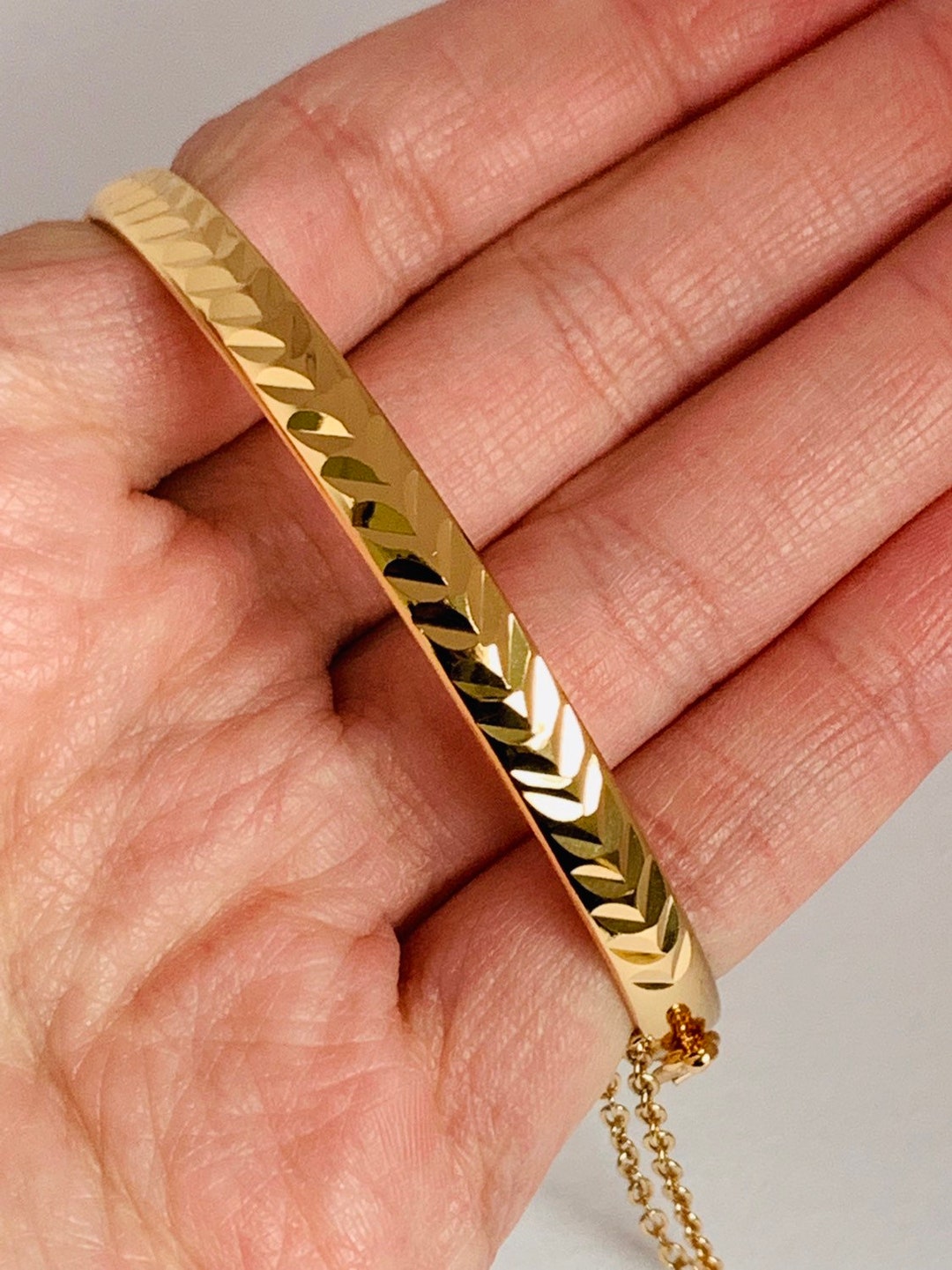 Gold Filled Bangle Bangle With Chain Link Gold Dainty - Etsy