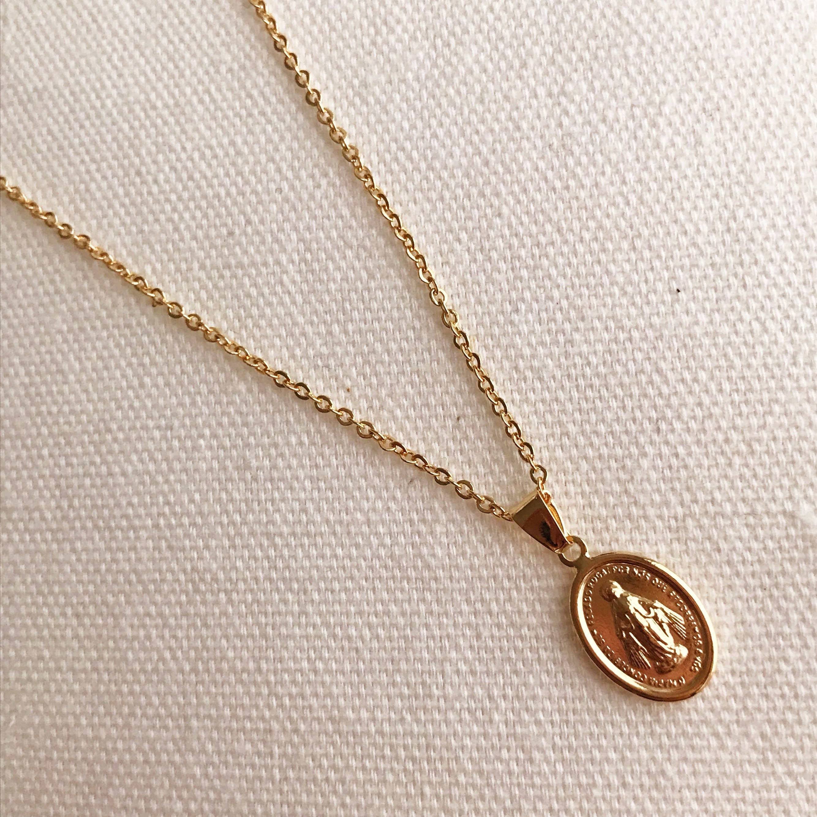 Virgin Mary Necklace Mother Mary Necklace Dainty Gold | Etsy