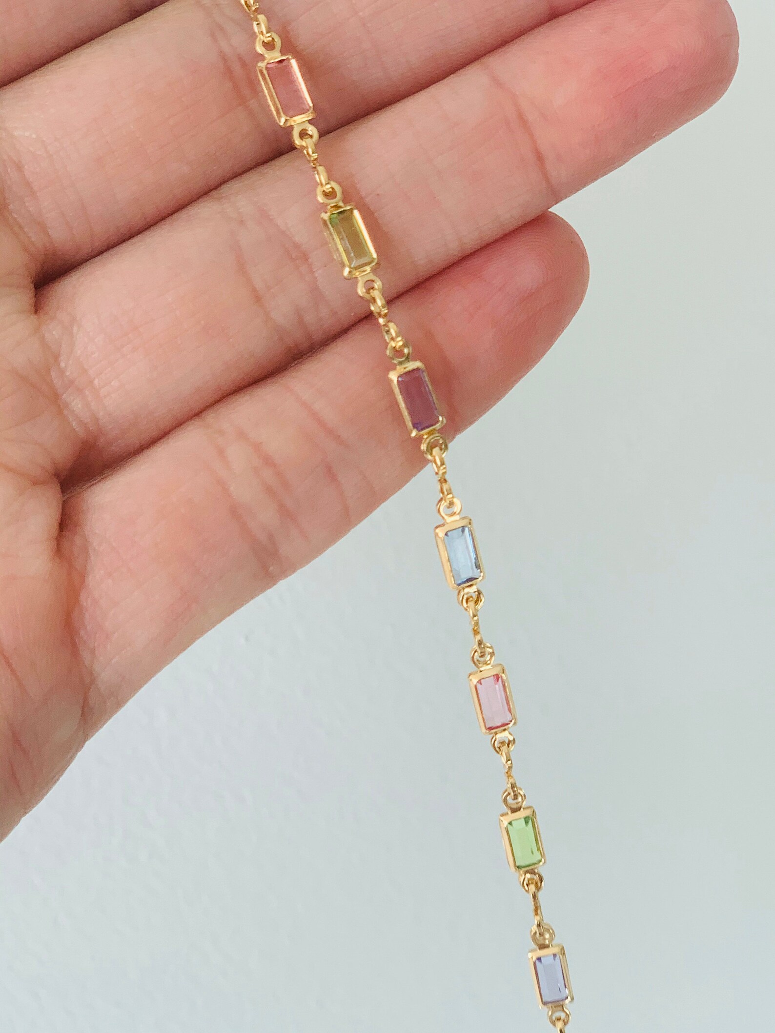 Gold Filled Gemstone Chain Anklet Gold Layering Anklet Gold - Etsy