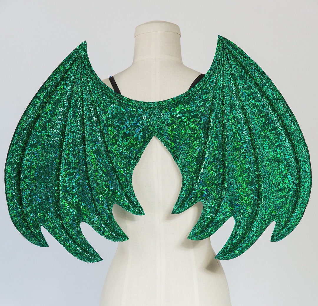 Green Dragon Wings, Textured Metallic Green, Wire Free, Costume Wings ...