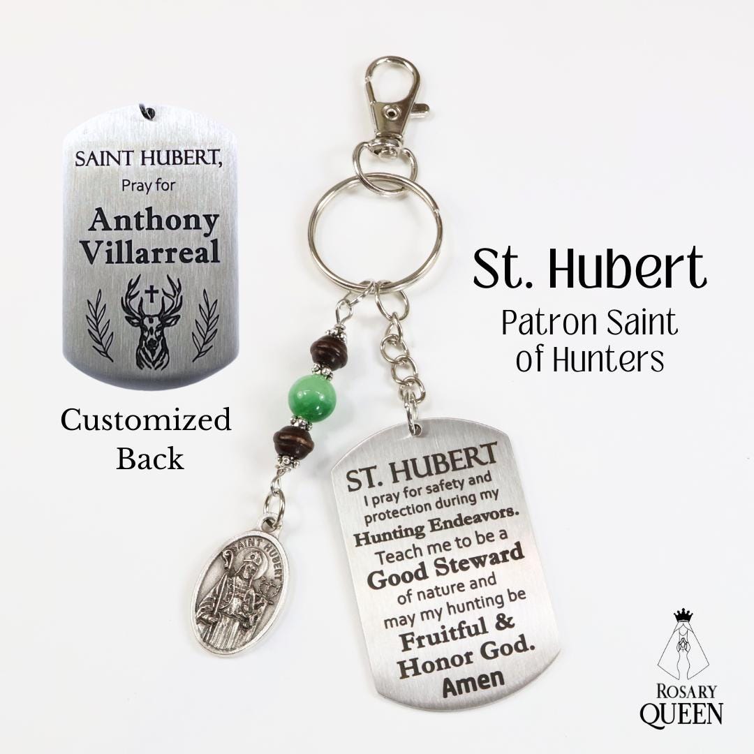 St Hubert Keychain | Personalized Custom Engraved | Patron Saint of ...