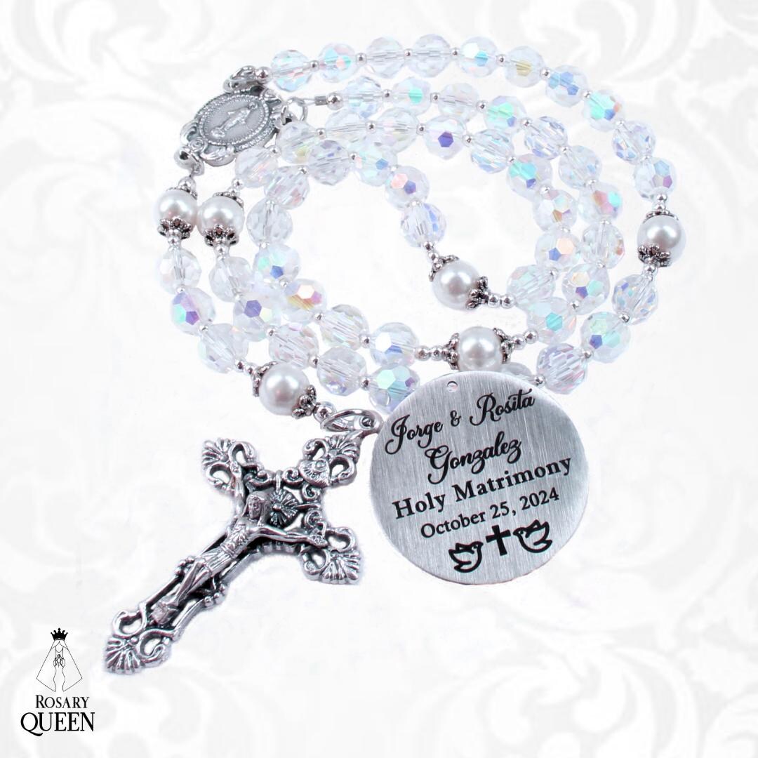 Personalized Wedding Rosary | Engraved Rosary | Custom Rosary | Bride ...
