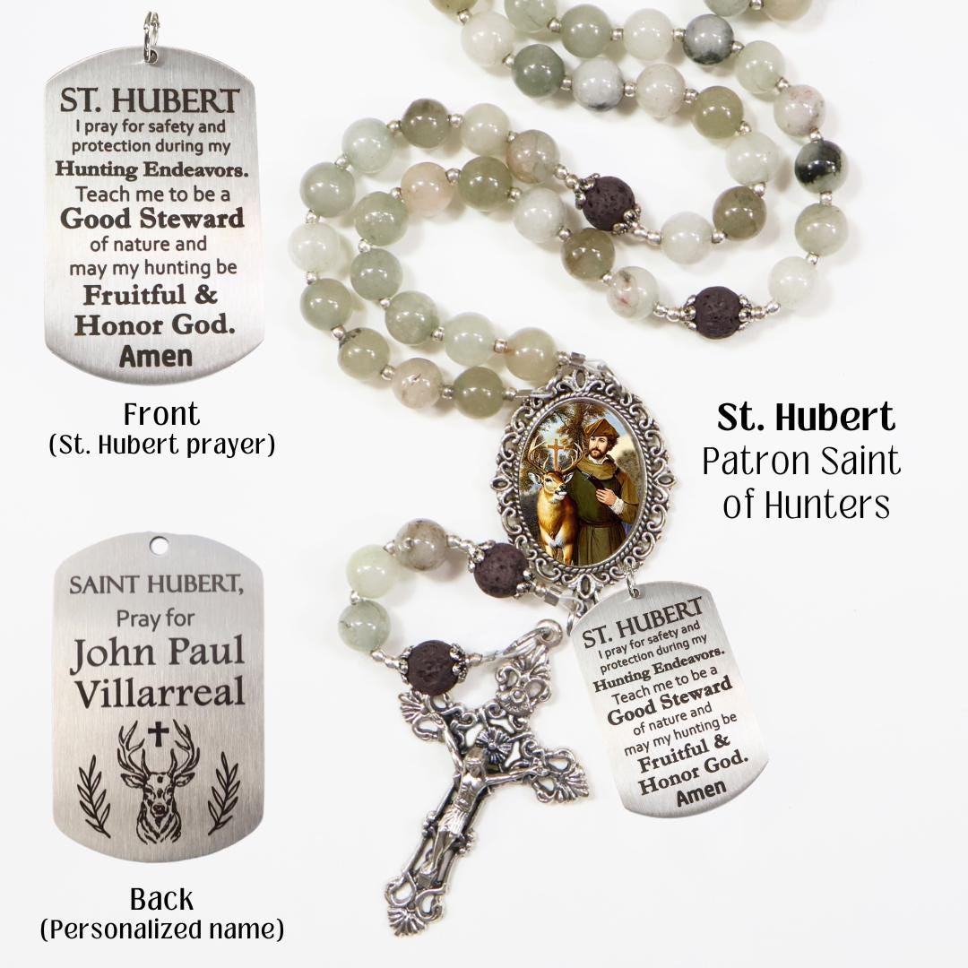 St. Hubert Rosary| Patron Saint of Hunters | Personalized Engraved ...