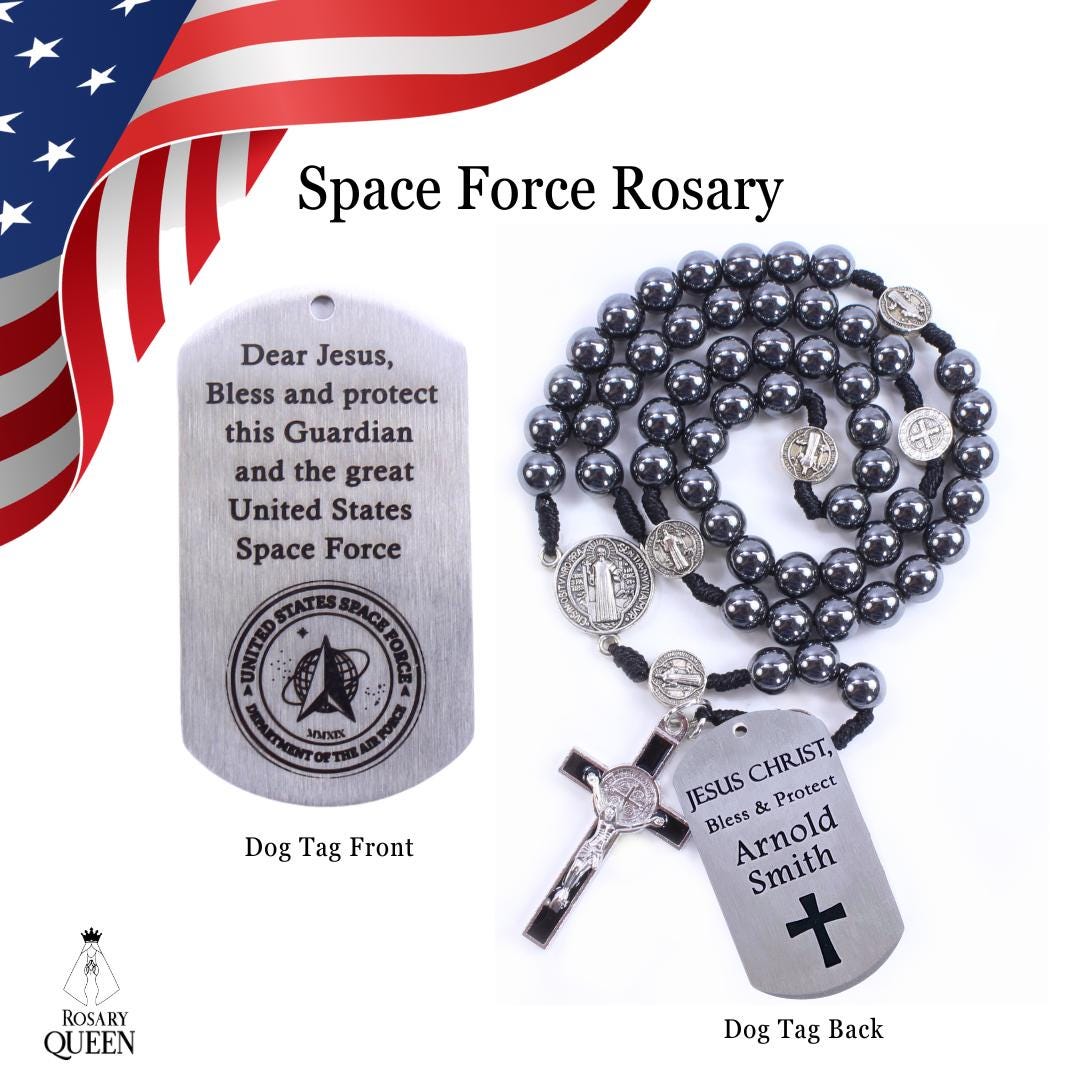 Space Force Rosary | Military Rosary | Hematite Stone Rosary | Custom ...