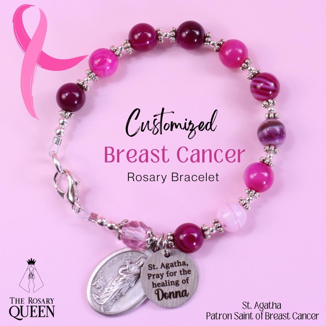 CUSTOMIZED Rosary Bracelet | Breast Cancer Bracelet | St. Agatha Patron ...