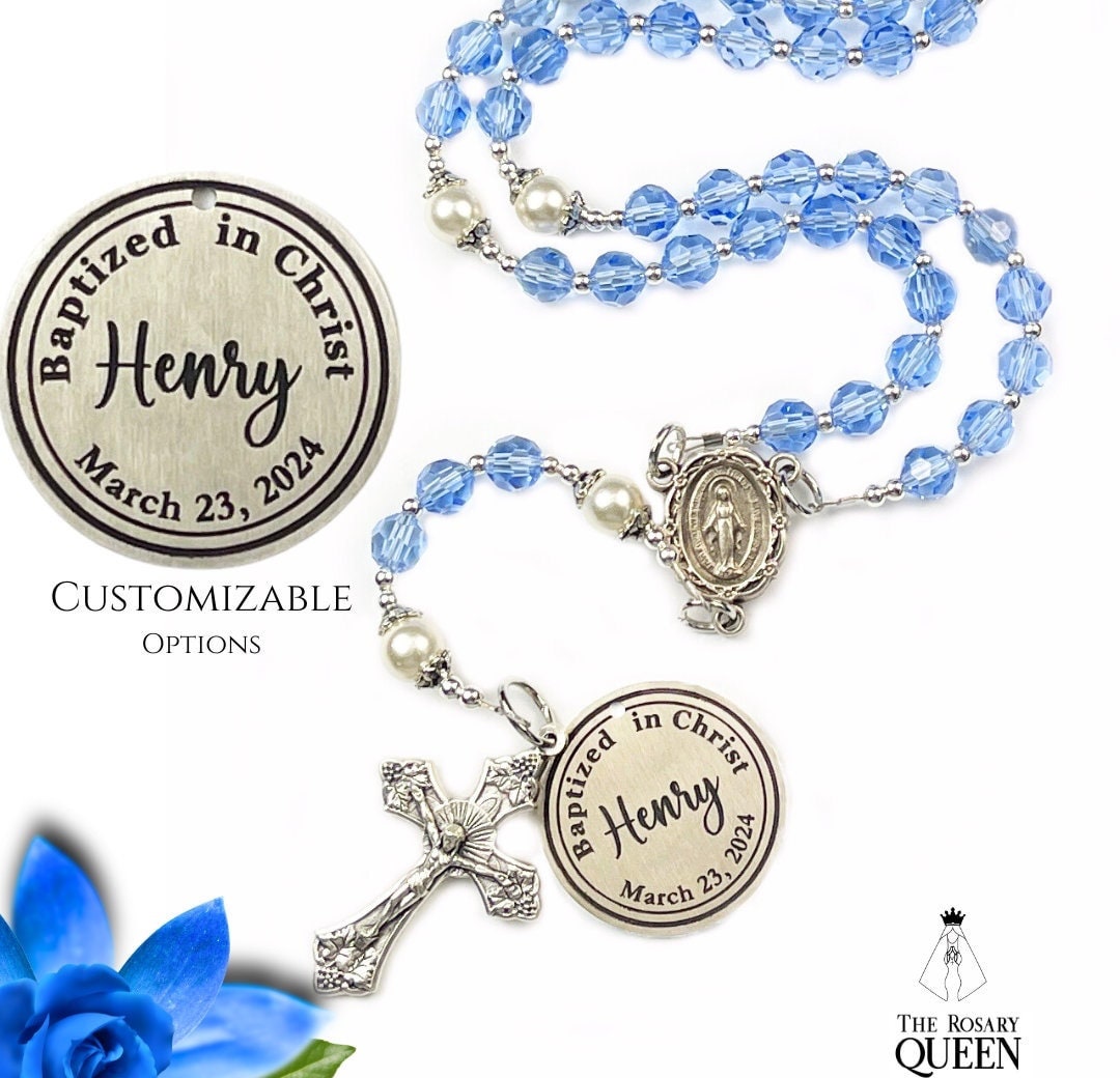 Baptism Rosary Personalized Rosary Boy Rosary Custom Rosary Baby Rosary ...