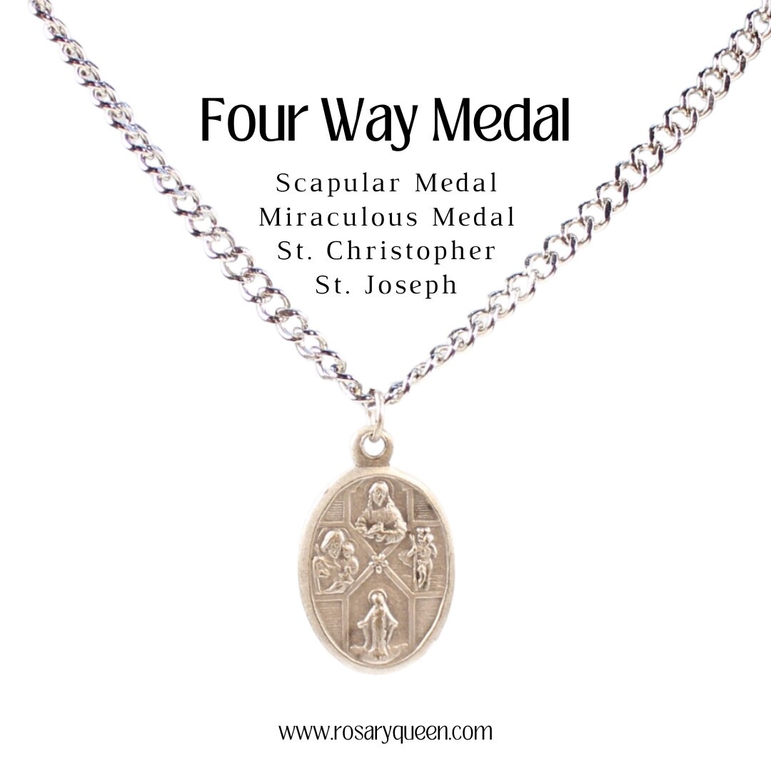 Catholic Four Way Medal Necklace, Saint Medals, Religious Gift - Etsy