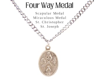 Vintage Lot Set Four Way Cross Scapular Religious Catholic Medal ...