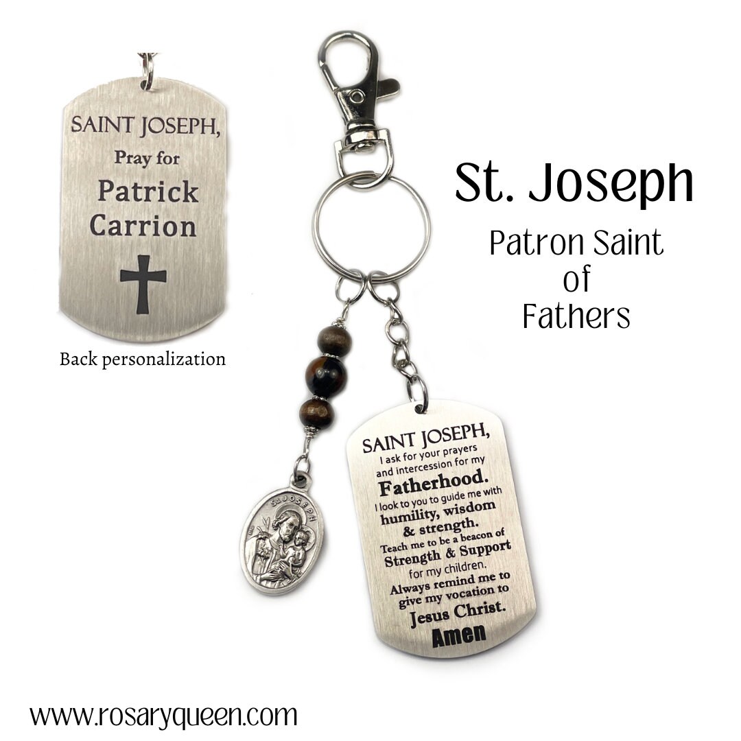 Personalized Keychain | Engraved Keychain | St. Joseph Keychain ...