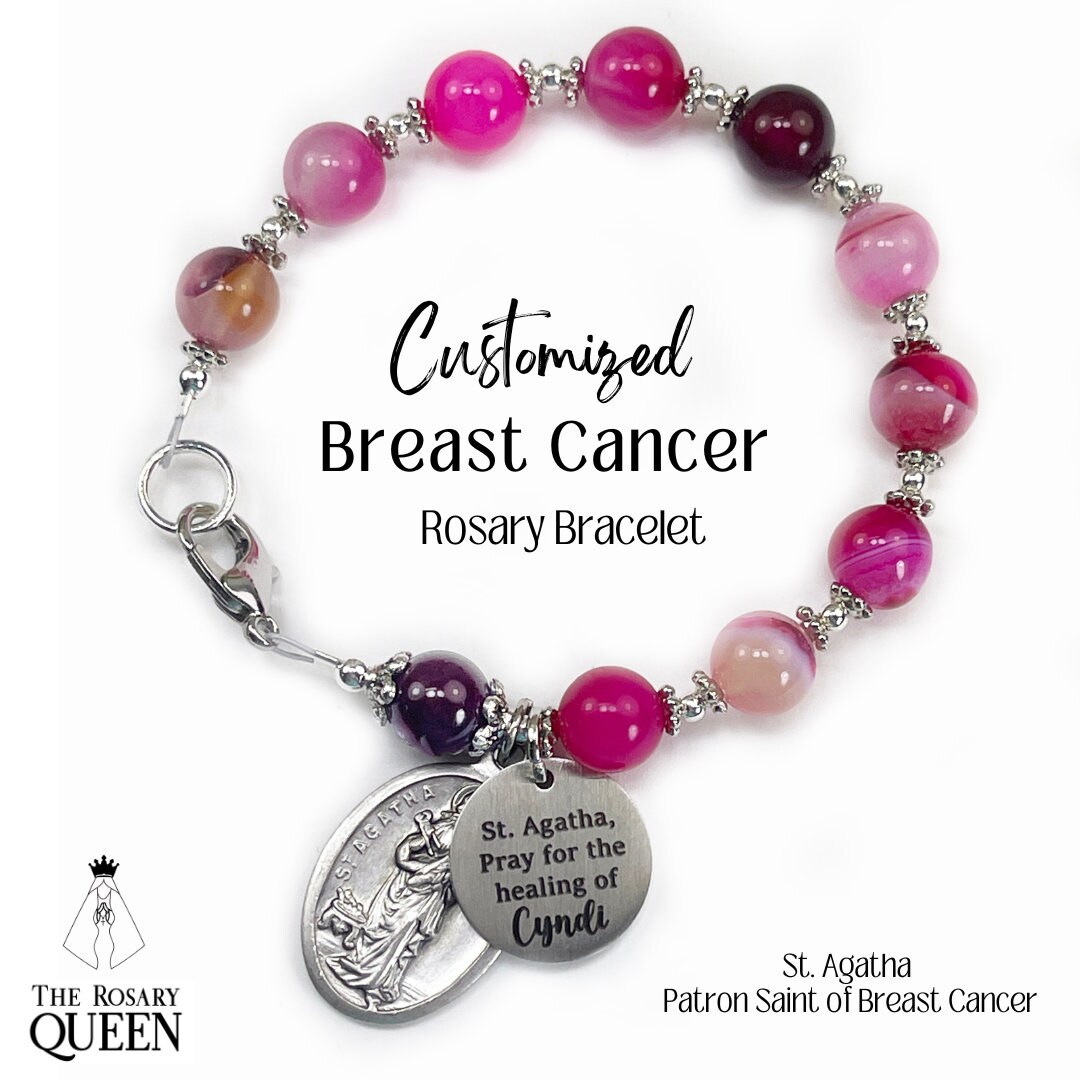CUSTOMIZED Rosary Bracelet Breast Cancer Bracelet St. Agatha Patron of ...