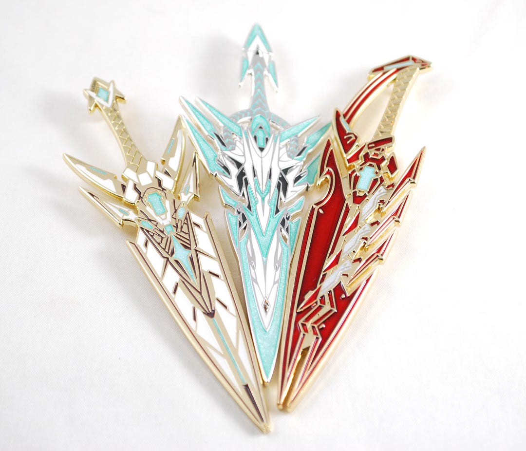 Pyra Mythra and Pneuma Metal Enamel Necklace Keychain or Pin From ...