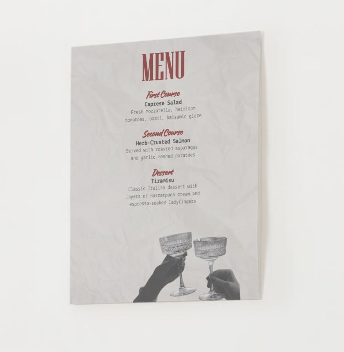 Three-course Menu Template | Editable Wedding Menu | Printable Dinner ...
