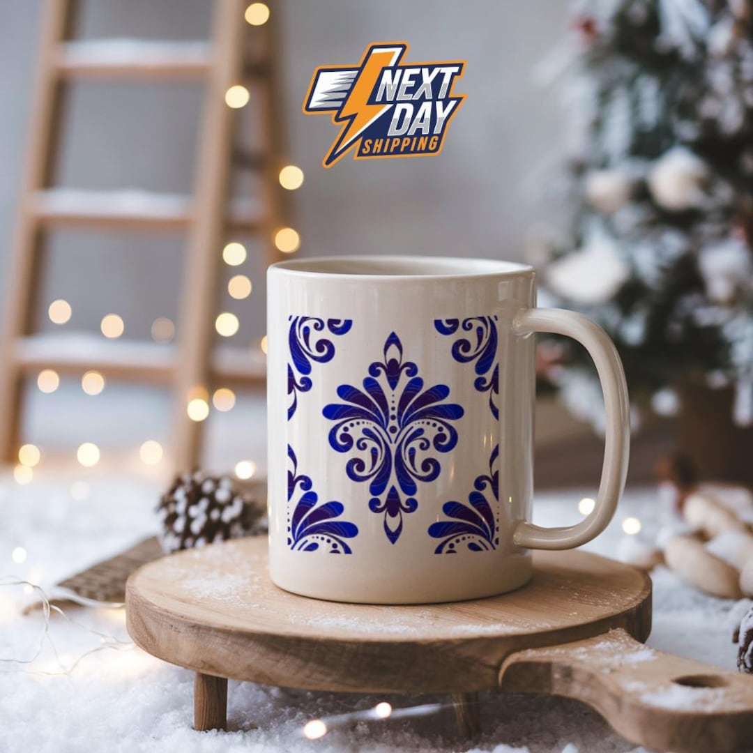 Blue Tile Mug, Tea Mug, Coffee Mug, Custom Mug, Spring Gift, Handmade ...