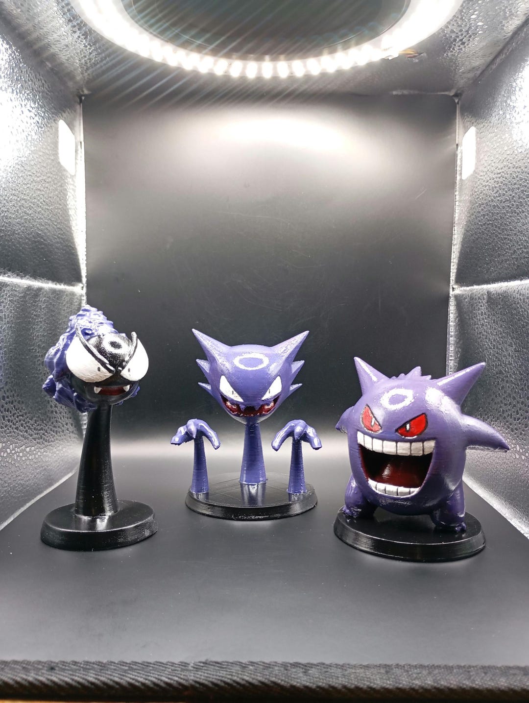 Ghost Pokemon 3d Printed Gastly,haunter and Gengar With Base - Etsy