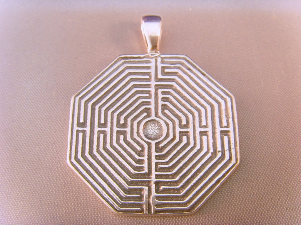 Greek LABYRINTH Maze Necklace Solid Sterling Silver 925 Ezi - Etsy