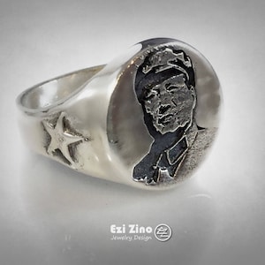 Mao Zedong Chinese Communist Portrait Sterling Silver 925 Ring by EZI ...