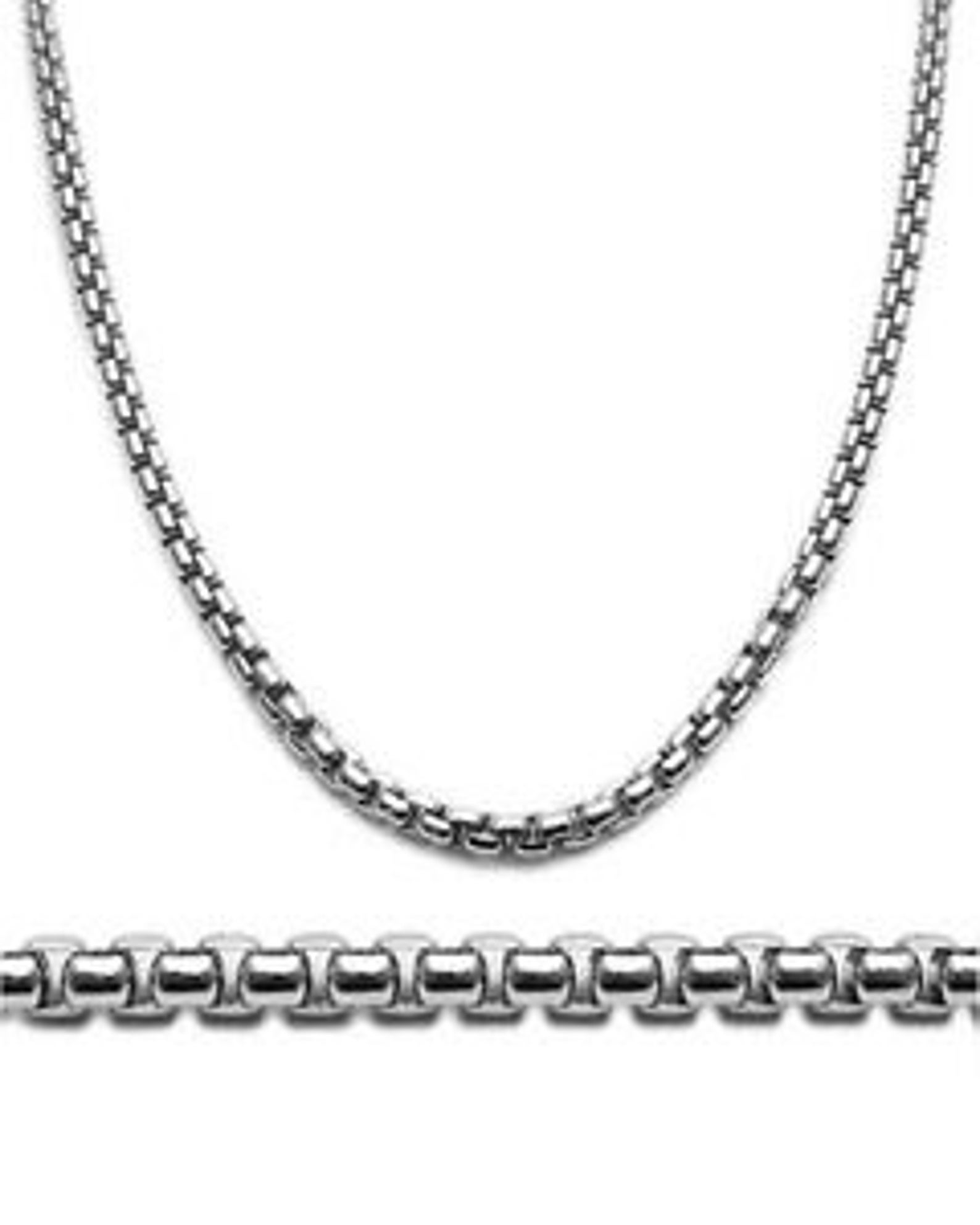 Oxidized Silver Rounded Box Chain Necklace 3mm - Etsy