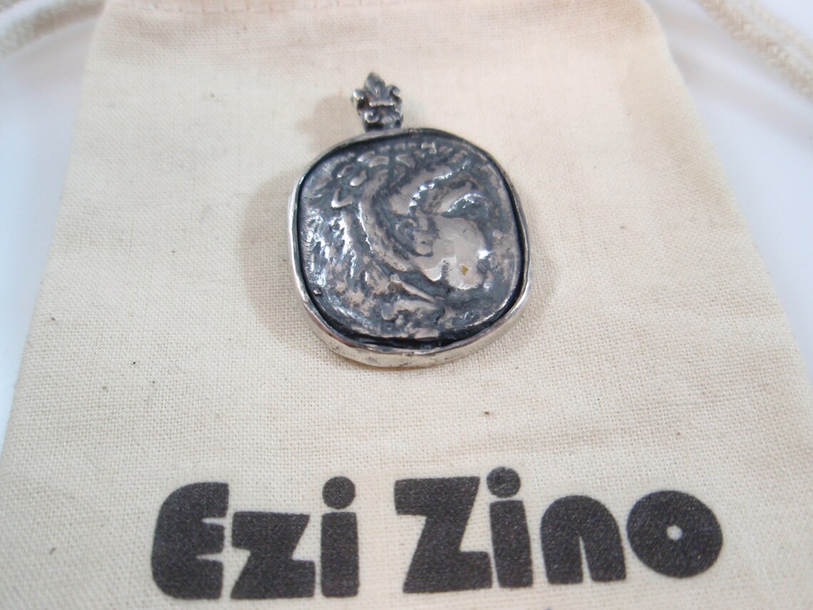 Original Ezi Zino Roman Dog Tag Oxidized Coin Pendant Handmade - Etsy