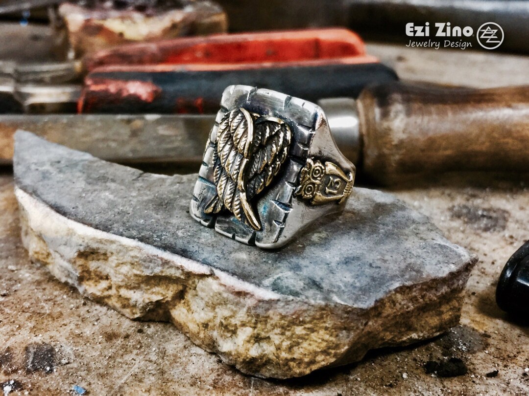 Owl 13 Wings Biker Ring Mexico Mexican Silver 925 Brass - Etsy