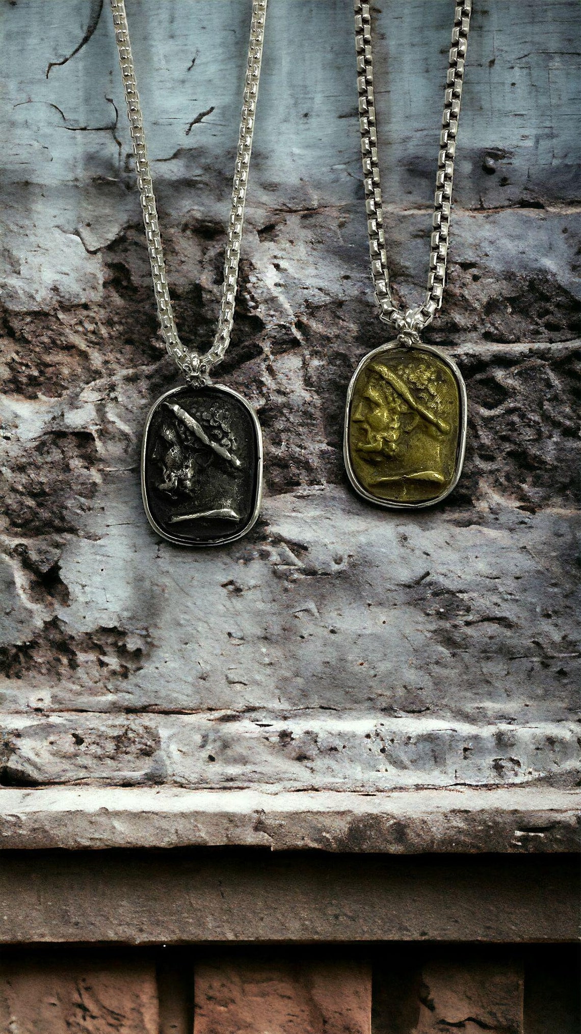 Original Ezi Zino Roman Dog Tag Oxidized Coin Pendant Handmade Solid ...