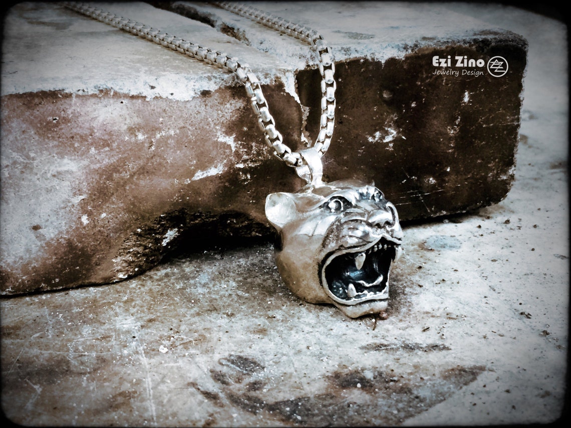 Ezi Zino Jaguar Puma Panther Head Pendant Solid Sterling - Etsy