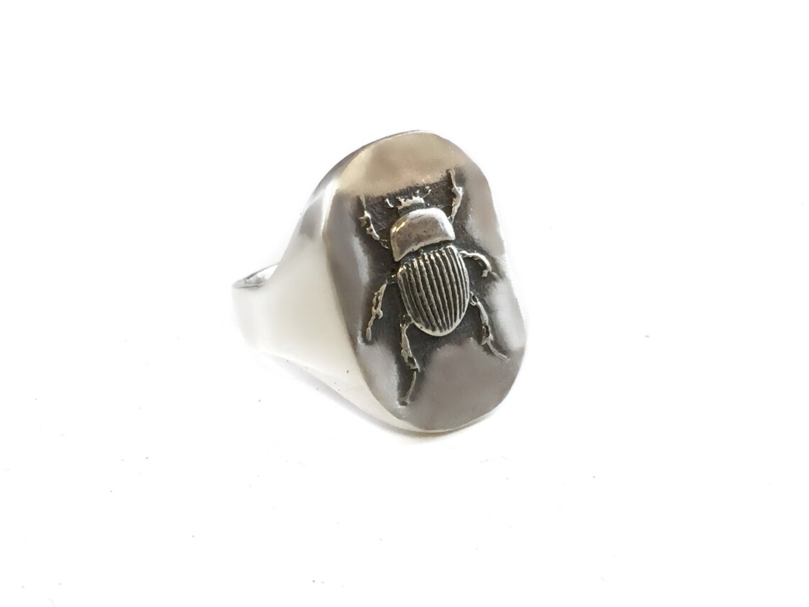 Egyptian SCARAB Beetle Dung Beetle Ring Solid Sterling Silver - Etsy UK