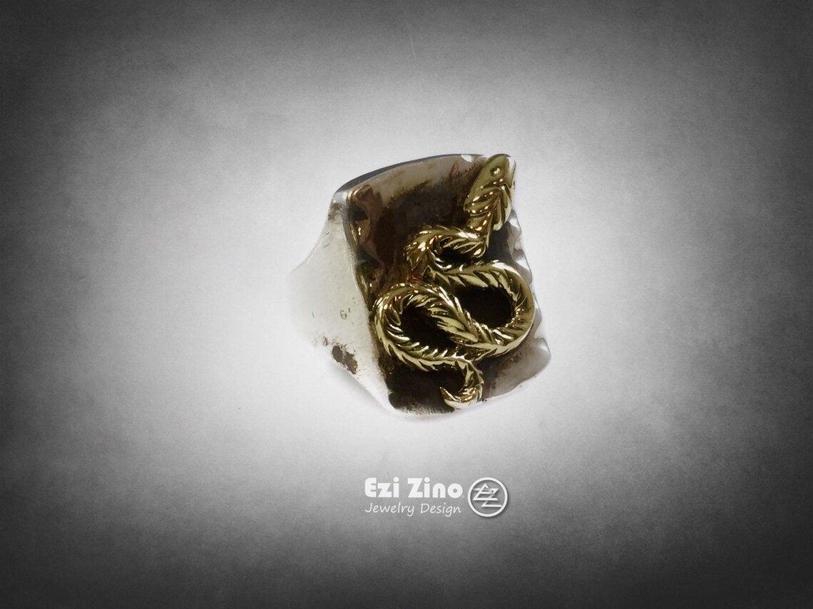 Vintage Snake Biker Ring Mexico Mexican Silver 925 Brass - Etsy