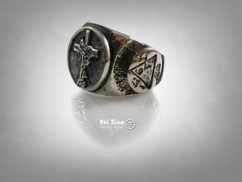New Solid Sterling Silver Ring Rosicrucian ROSE CROIX F.R.C by Ezi Zino ...