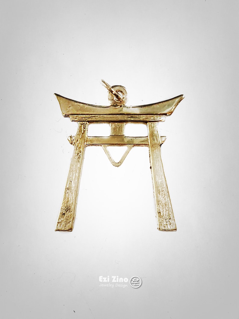 Japanese Torii Gate Shinto Pendant Solid 14k Gold - Etsy