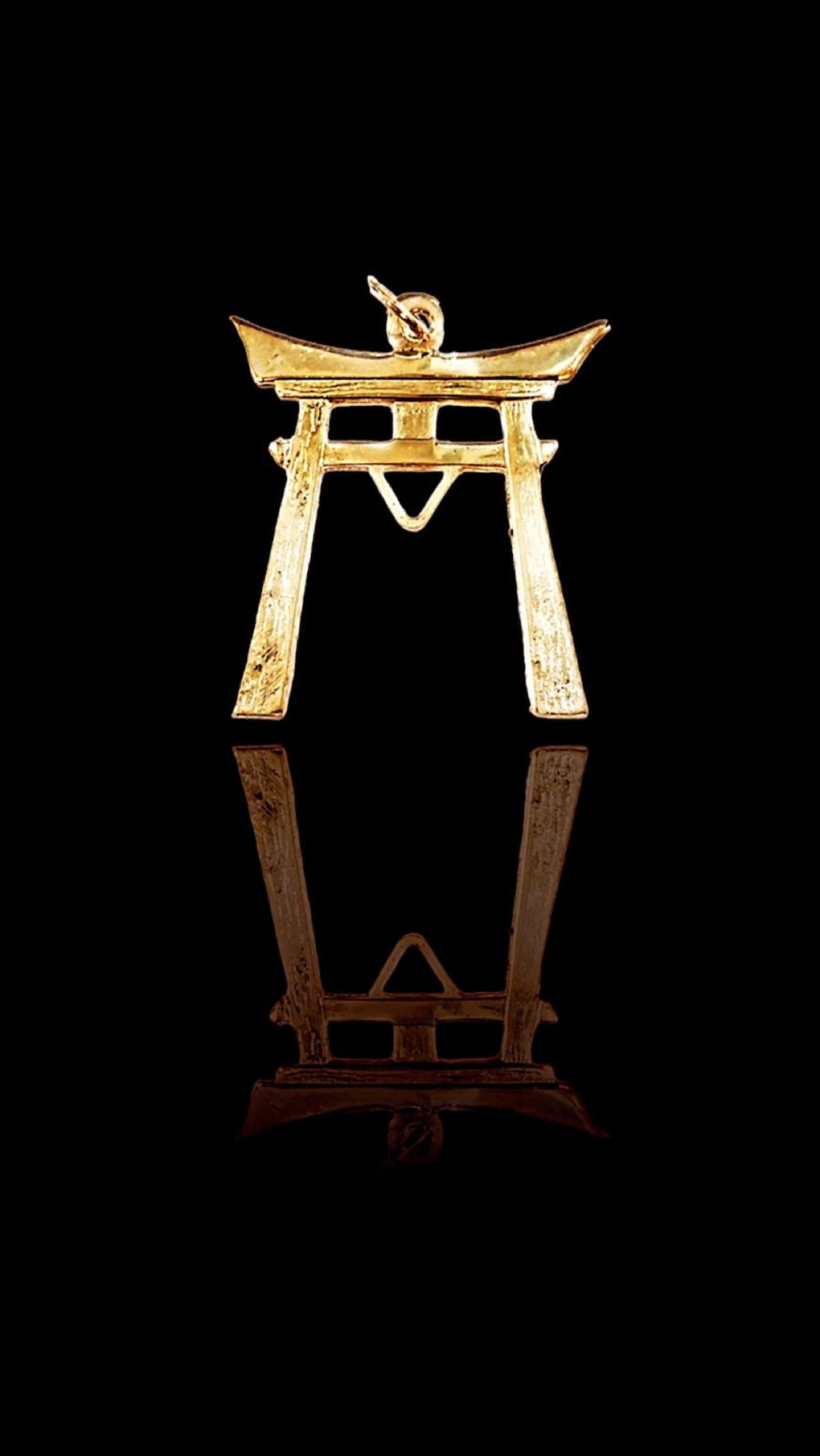 Japanese Torii Gate Shinto Pendant Solid 14k Gold - Etsy