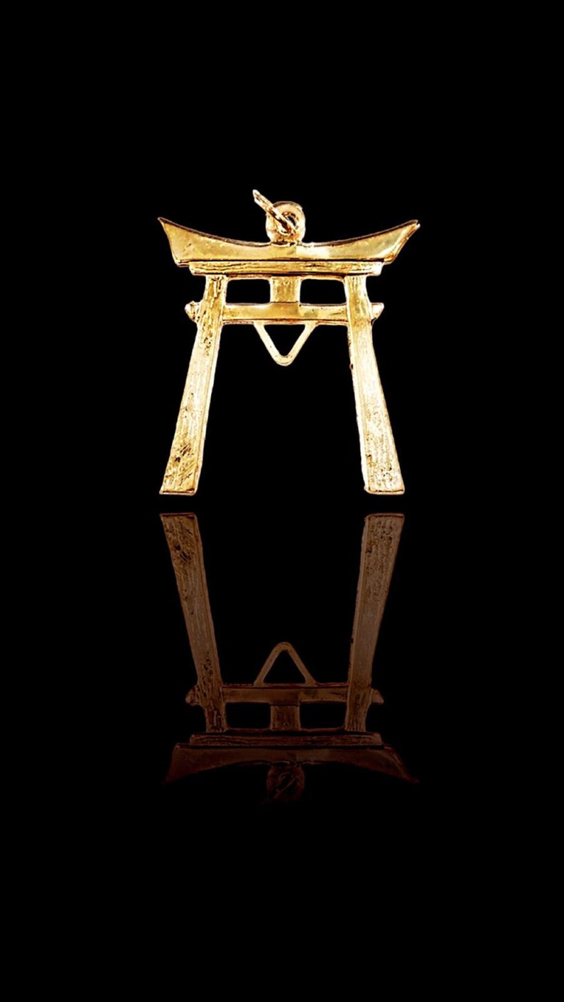 Japanese Torii Gate Shinto Pendant Solid 14k Gold - Etsy