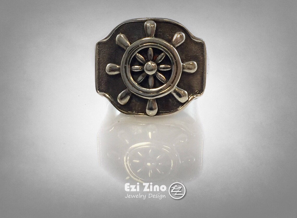 Ship Wheel Signet Ring Solid Silver Sterling 925 by EZI ZINO | Etsy