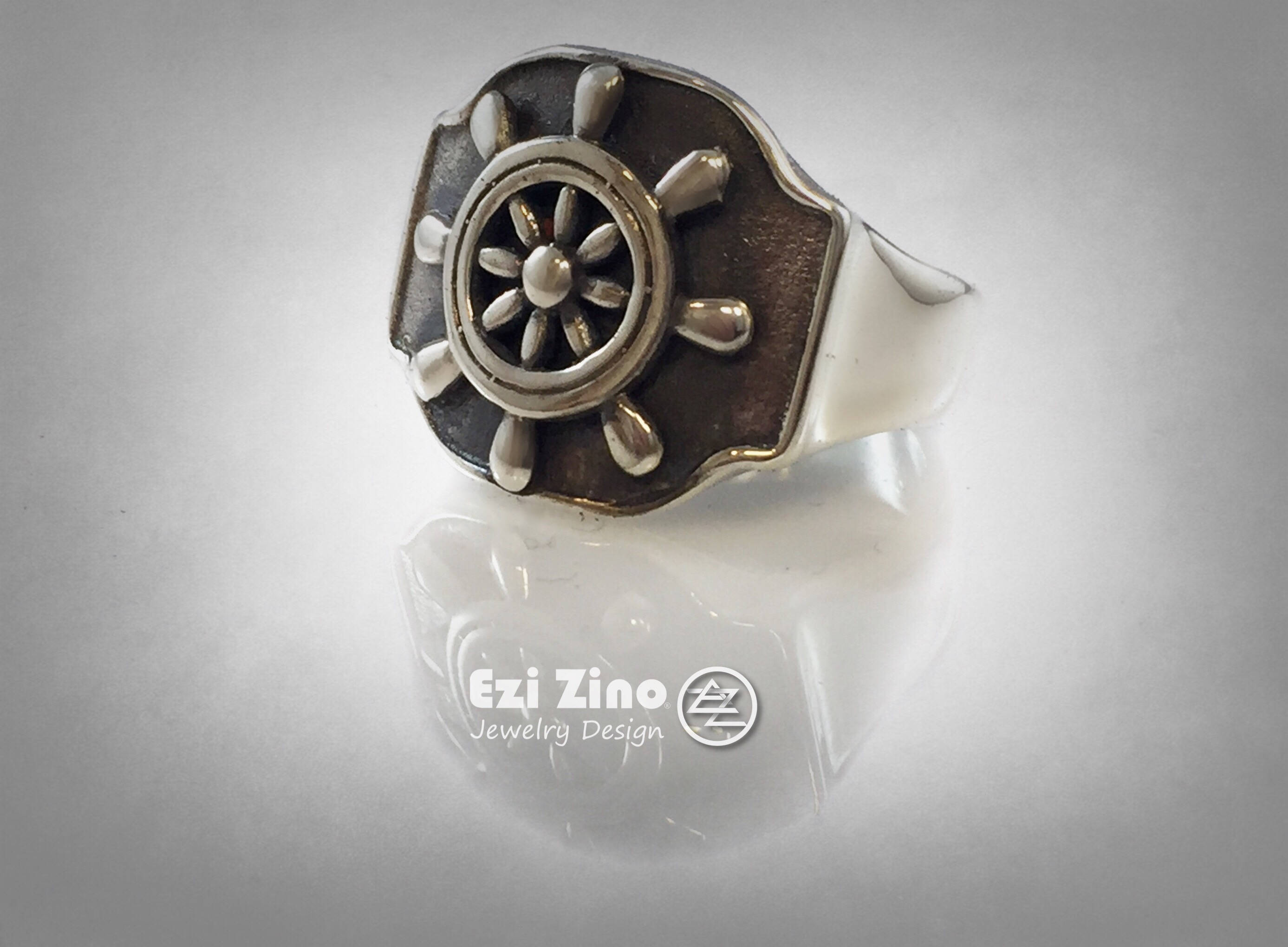 Ship Wheel Signet Ring Solid Silver Sterling 925 by EZI ZINO | Etsy