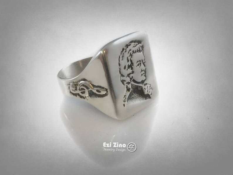MOZART VIENNA Portrait Ring Solid Sterling Silver 925 by Ezi Zino - Etsy