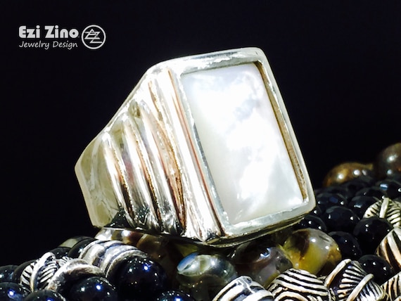 New Mens Shield Sea Seashell Ring by EZI ZINO Solid Sterling | Etsy